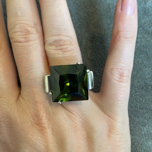 Jewelry | Sterling And Green Gem Statement Cocktail Ring Size 6 | Poshmark